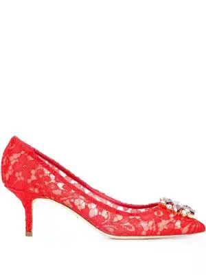 Dolce & Gabbana Bellucci Rainbow Lace Brooch-detail Pumps - Red