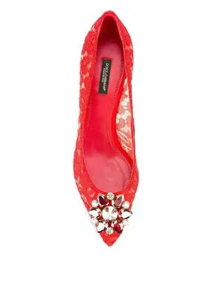 Dolce & Gabbana Bellucci Rainbow Lace Brooch-detail Pumps - Red