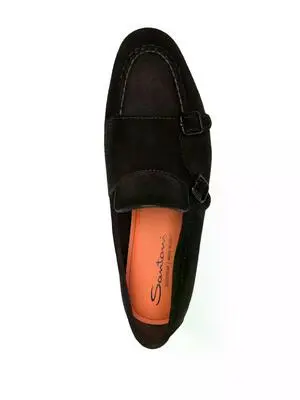 Santoni Double-buckle Suede Loafers - Brown
