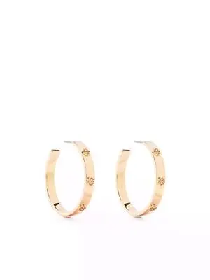 Tory Burch Embossed-logo Hoop Earrings