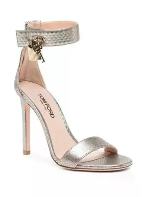 TOM FORD Leather High Heel Sandals - Silver