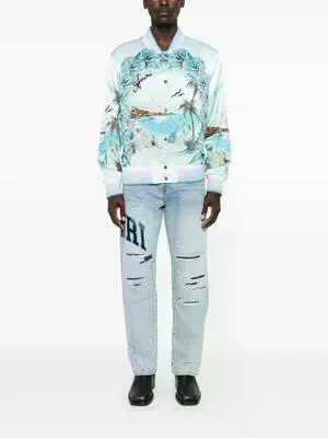 Amiri Paradise Beaded Bomber Jacket - Blue