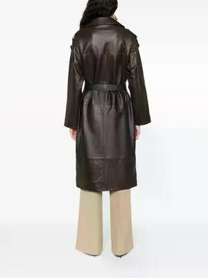 YVES SALOMON Double-breasted Leather Trench Coat