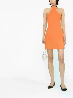 COURREGES Halterneck Ribbed-knit Mini Dress