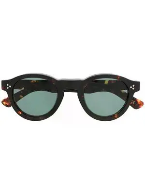LESCA Gaston Round Frame Sunglasses - Brown