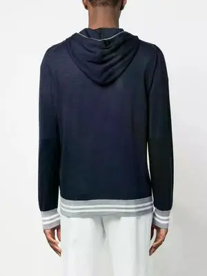 Eleventy Wool-silk Blend Drawstring Zip-up Hoodie