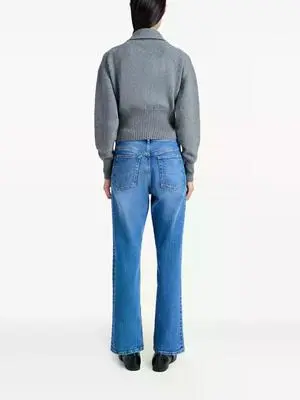 Proenza Schouler Jeanne Split-neck Ribbed-knit Jumper - Grey