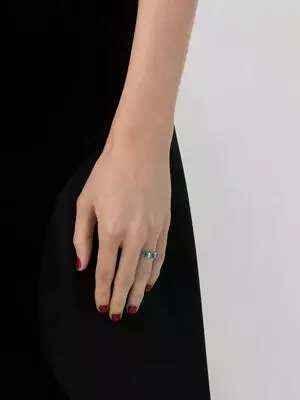LEO PIZZO 18kt White Gold Diamond And Emerald Eternity Band Ring