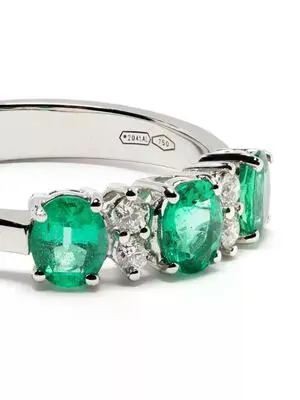 LEO PIZZO 18kt White Gold Diamond And Emerald Eternity Band Ring