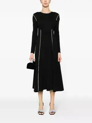 NISSA Crystal-embellished Long-sleeve Dress - Black