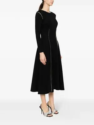 NISSA Crystal-embellished Long-sleeve Dress - Black