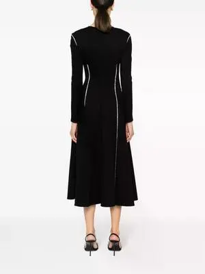 NISSA Crystal-embellished Long-sleeve Dress - Black