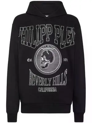 Philipp Plein Crystal-embellished Jersey Hoodie - Black