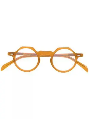 LESCA Round-frame Clear-lens Glasses