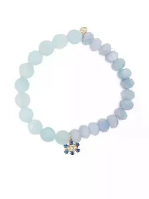 SYDNEY EVAN 14kt Yellow Gold Aquamarine Beaded Bracelet - Blue