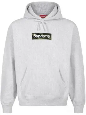 Supreme Box Logo Cotton Hoodie - Grey