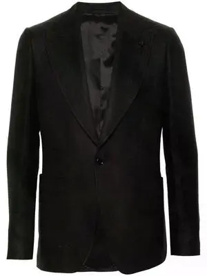 LARDINI Single-breasted Linen Blazer - Black
