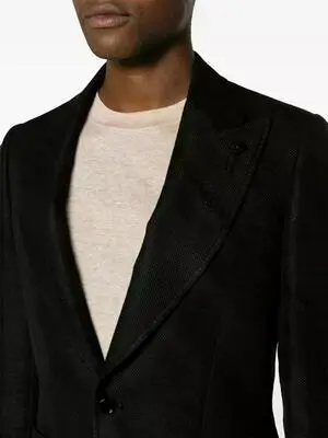 LARDINI Single-breasted Linen Blazer - Black