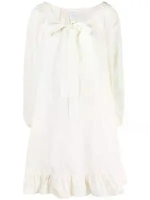 PATOU Tie-neck Ruffled Minidress - Neutrals