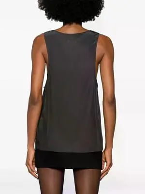 Saint Laurent Silk Henley Tank Top - Grey