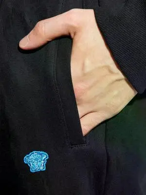 Versace Cotton Embroidered-logo Sweatpants