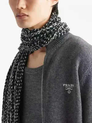 Prada Logo-embroidered Zip-up Cardigan