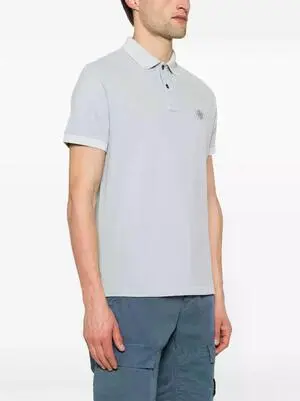 Stone Island Compass-appliqué Cotton Polo Shirt - Grey