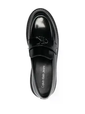 Calvin Klein Monogram-plaque Leather Loafers
