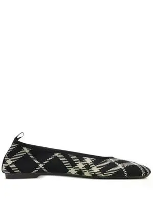 Burberry Check Knit Ballerinas - Black