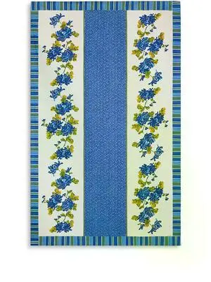 LISA CORTI Vienna Floral-print Rectangular Tablecloth - Blue