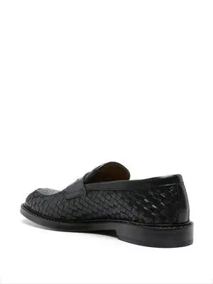 DOUCAL'S Interwoven Leather Penny Loafers - Blue