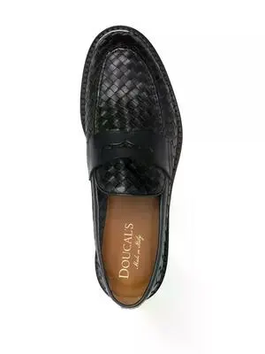 DOUCAL'S Interwoven Leather Penny Loafers - Blue