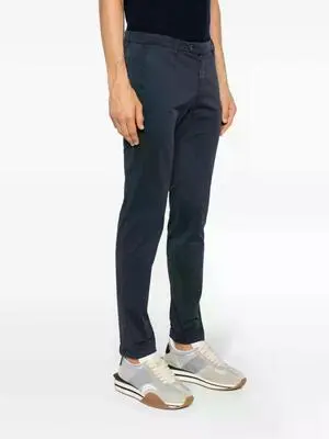 BRIGLIA 1949 Low-rise Stretch-cotton Tapered Chinos - Blue