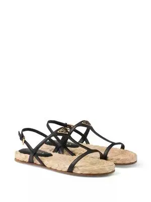 Prada Enamel Triangle-logo Flat Sandals