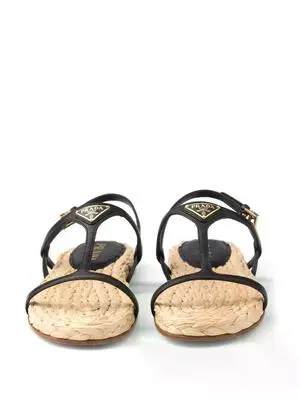 Prada Enamel Triangle-logo Flat Sandals