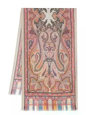 Etro Paisley-print Cashmere Blend Scarf - Neutrals