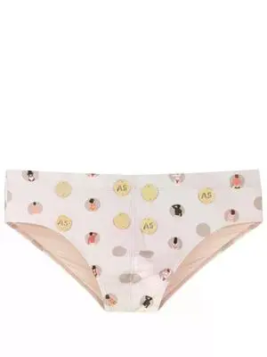 AMIR SLAMA Graphic-print Swim Shorts - Neutrals