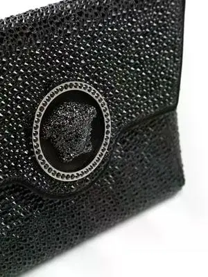 Versace La Medusa Crystal Envelope Clutch - Black
