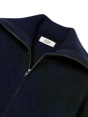 STUDIO TOMBOY Oversized Collar Zip-front Cardigan