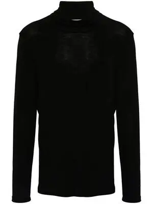 RÓHE Knitted Wool Roll Neck Sweater - Black