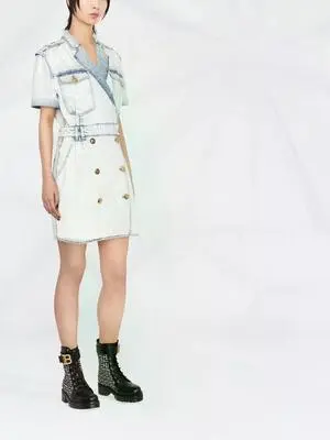 Balmain Double-breasted Denim Mini Dress
