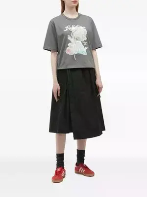 MUSIUM DIV. Cotton T-shirt With Graphic And Faux-pearl Embellishments