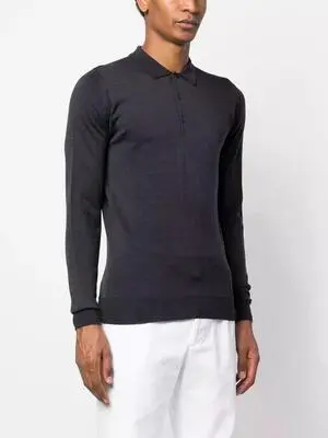 John Smedley Button-front Long-sleeved Polo Shirt