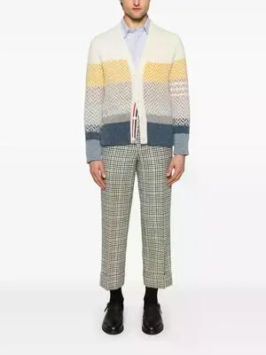 Thom Browne Stripe-jacquard V-neck Cardigan