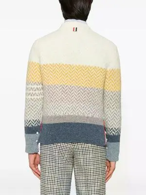 Thom Browne Stripe-jacquard V-neck Cardigan