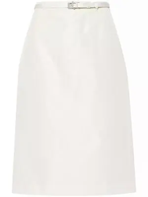 Prada Logo-buckle Straight Faille Skirt