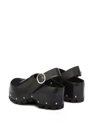 JIL SANDER Stud-embellished Leather Clogs