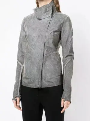 ISAAC SELLAM EXPERIENCE Off-centre Leather Biker Jacket