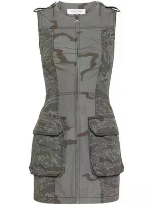 MARINE SERRE Regenerated Camouflage Mini Dress - Grey