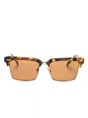 Miu Miu Mu10zs Rectangle-frame Sunglasses - Brown